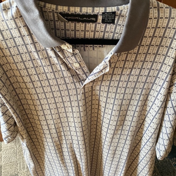 Shirts | Nicklaus Mens Polo Cream With Grey Pattern | Poshmark